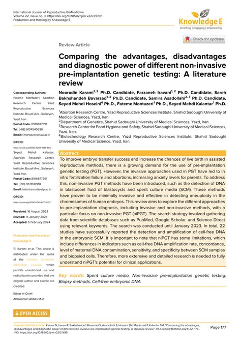 Pdf Comparing The Advantages Disadvantages And Diagnostic Power Of Different Non Invasive Pre