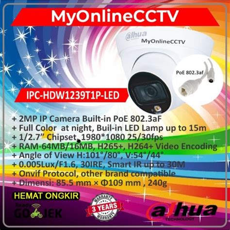 Jual Dh Ipc Hdw1239t1 Led S5 Dahua Ip Camera Cctv Indoor 2mp Full Color