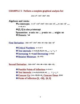 Curve Sketching Calculus Quick Review Handout And Study Aid TPT