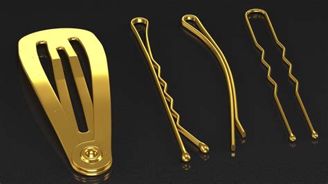 Hairpin Set Gold 3d Model 19 3ds Blend C4d Fbx Max Ma Lxo
