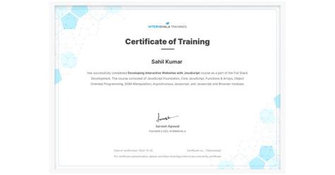 Sahil Kumar On Linkedin Successfully Completed The Developing Interactive Websites With Javascript