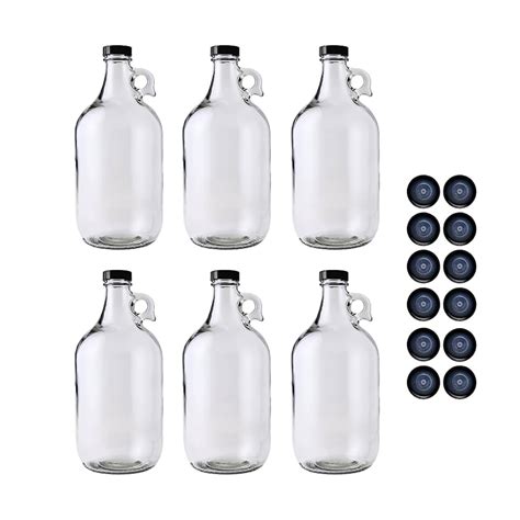 Brown Wine Glasses Fastrack 64 Oz Glass Growler Set 6 Amber Half