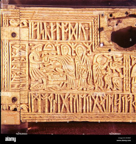 Franks Casket Anglo Saxon Wayland The Smith In His Forge Runic Writing Northumbrian 700 Ad