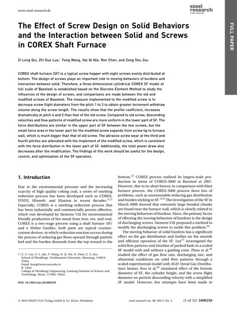 PDF The Effect Of Screw Design On Solid Behaviors And The Interaction Between Solid And Screws