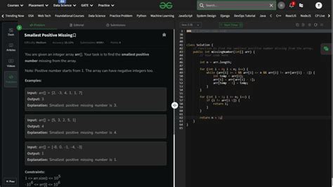 gfg160 gfg160 geeksforgeeks missingnumber arraymanipulation dsa… tejas purekar