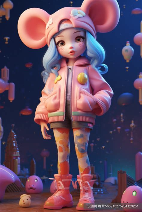 可爱盲盒多巴胺女孩潮流人物模型图片png下载编号565913275234129251 设图网