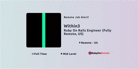 Ruby On Rails Engineer Fully Remote Us Remote Job At Within3