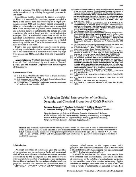 Pdf Molecular Orbital Interpretation Of The Static Dynamic Chem