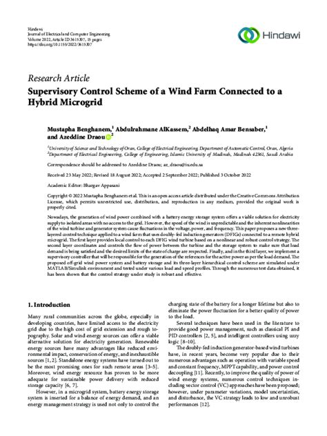 pdf supervisory control scheme of a wind farm connected to a hybrid