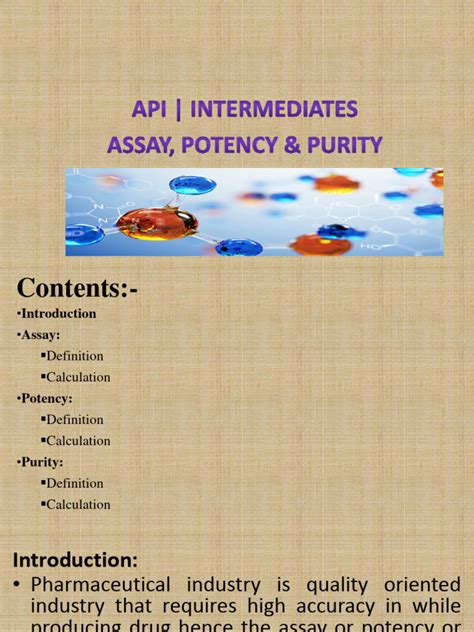 Understanding Api Assay Potency And Purity Pdf Assay Analytical
