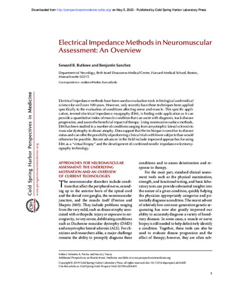 Pdf Electrical Impedance Methods In Neuromuscular Assessment An Overview