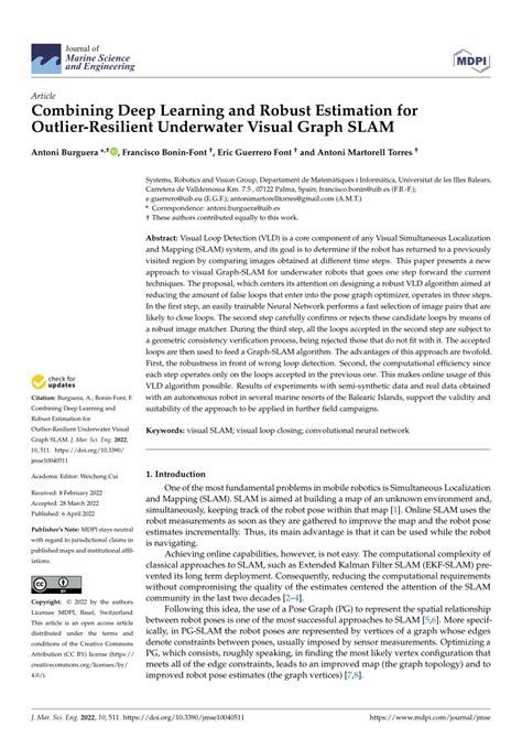 Pdf Combining Deep Learning And Robust Estimation For Outlier Resilient Underwater Visual