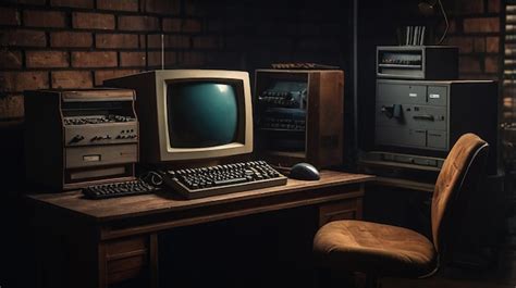 Vintage Computer Setup Oldschool Crt Monitor Retro Computer Display Classic Tech Setup Nostalgi