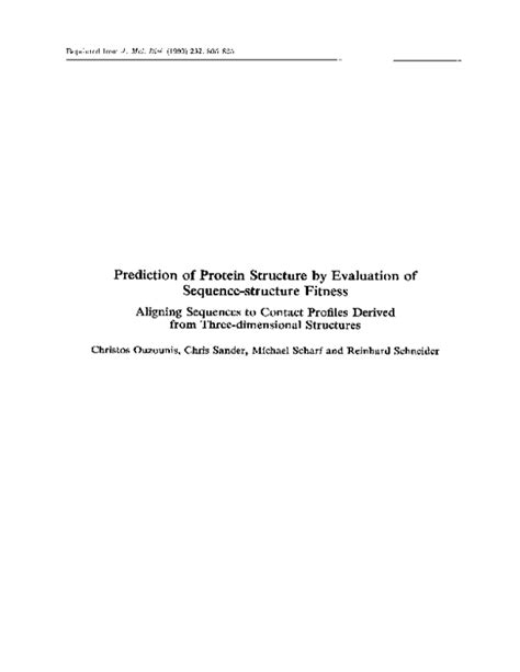 Pdf Prediction Of Protein Structure By Evaluation Of Sequence Structure Fitness