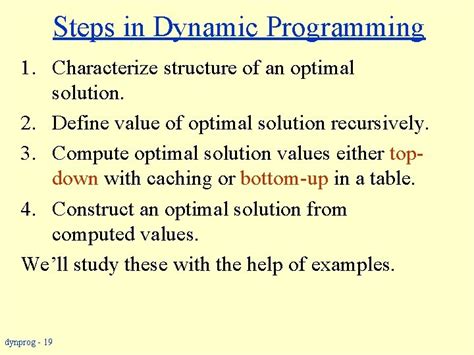 Dynamic Programming Several Problems Principle Of Dynamic Programming