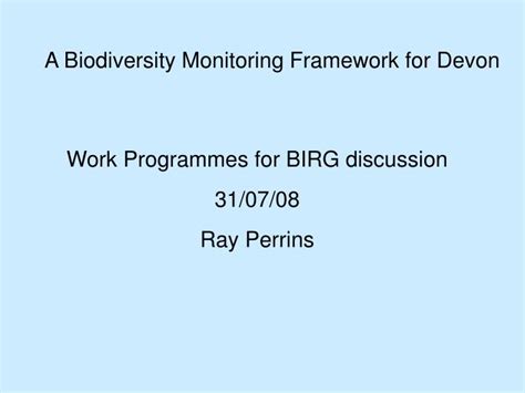 Ppt A Biodiversity Monitoring Framework For Devon Powerpoint