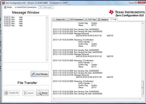 Phy Test And Send Message Is Failing From Zero Configuration Gui