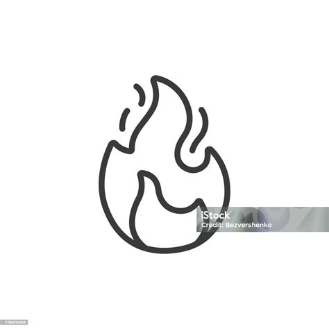 화재 화상 라인 디자인의 아이콘입니다 화재 화상 화염 열 연소 위험 위험 흰색 배경 벡터 Fire Burn 편집 가능한 스트로크 아이콘 디자인에 대한 스톡 벡터 아트 및
