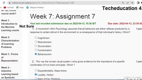 Week 7 Solution Onlynptel Machine Learningml Week 7