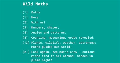 How To Write A Fibonacci Poem Maths Week Scotland