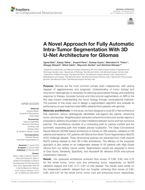 pdf a novel approach for fully automatic intra tumor segmentation
