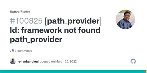Pathprovider Ld Framework Not Found Pathprovider · Issue 100825 · Flutterflutter · Github