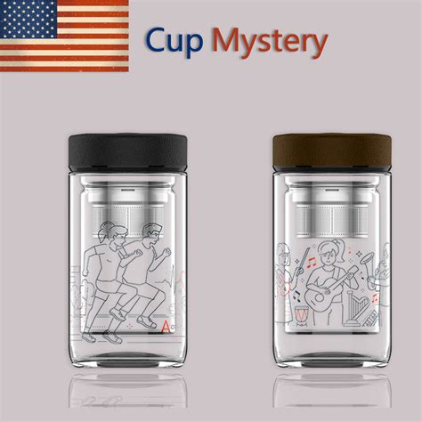 CupMystery进口双层耐热玻璃泡茶滤网杯子车载办公室随身便携水杯 虎窝淘