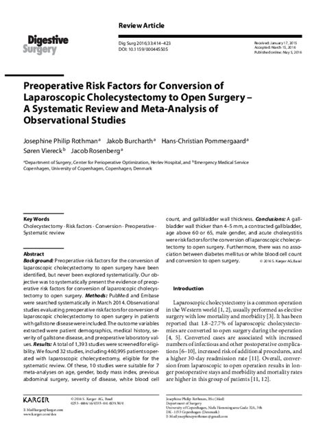 Pdf Preoperative Risk Factors For Conversion Of Laparoscopic Cholecystectomy To Open Surgery