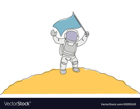 Single Continuous Line Drawing Science Astronaut Vector Image