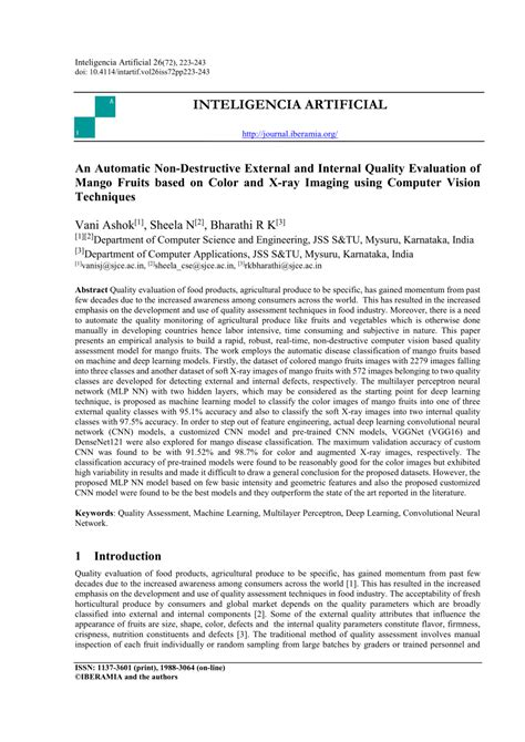 Pdf An Automatic Non Destructive External And Internal Quality Evaluation Of Mango Fruits
