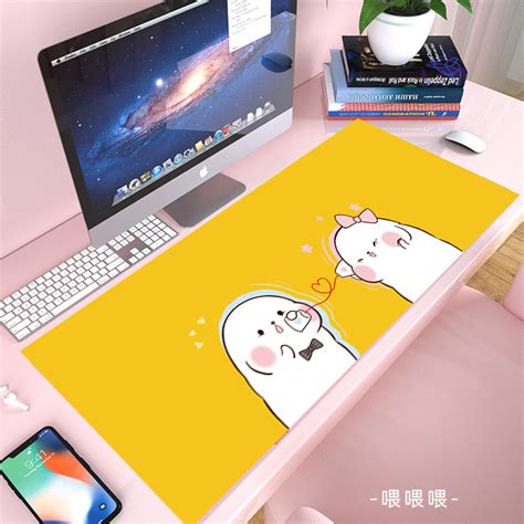 鼠标垫萌萌超大号办公快捷键电竞游戏学生电脑书桌垫键盘垫可爱女 虎窝淘
