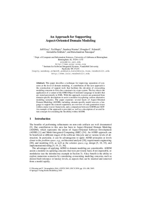 Pdf An Approach For Supporting Aspect Oriented Domain Modeling