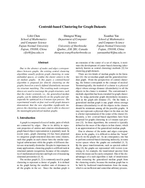 Pdf Centroid Based Clustering For Graph Datasets