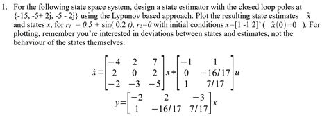Solved For The Following State Space System Design A State