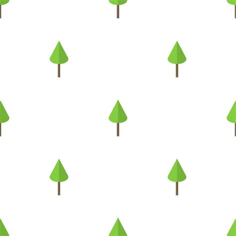 Seamless Pattern With Flat Green Tree Icon On White Background Vector Illustration For Design