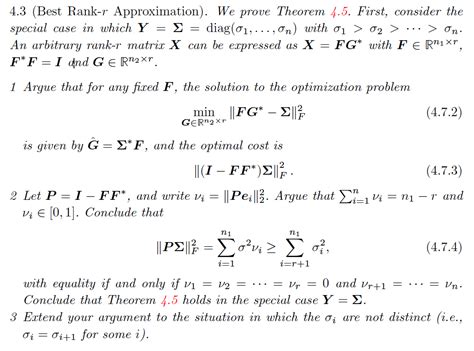 THEOREM Best Low Rank Approximation Let Y Chegg