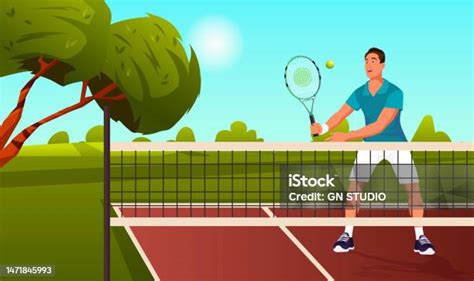 젊은 남성 남자 소년 테니스 선수는 공 라켓 놀이터 그물 필드를 쳤다 외부 공원 자연 테니스 액션 활동 프로 스포츠맨 놀이 훈련