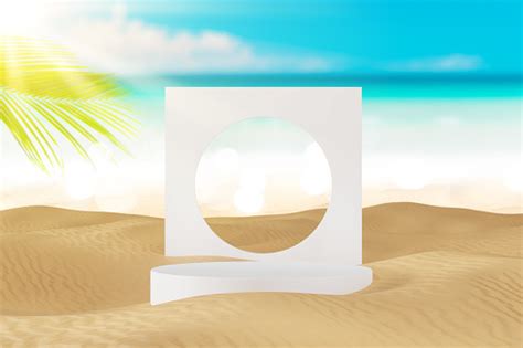 팜 비치 추상적인 배경에 제품 디스플레이 프레젠테이션을 위한 복사 공간이 있는 3d 연단 열대 여름과 휴가 개념 모래에 대한 스톡 사진 및 기타 이미지 Istock