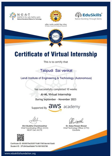 Tatipudi Sai Venkat On Linkedin Aiml Aws Internship Tech