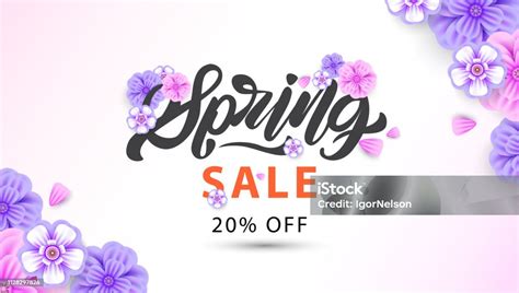 봄 판매 배너 현실적인 스타일 꽃 글자 초대장 포스터 브로셔 쿠폰 할인입니다 벡터 일러스트 레이 션 디자인벡터 가격에 대한 스톡