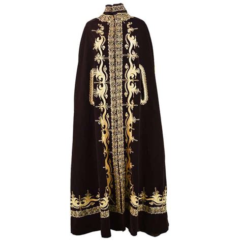 Brown Velvet Full Length Vintage Gold Embroidered Cape 1970s At 1stdibs Embroidery Cape