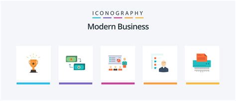 Modern Business Flat 5 Icon Pack Including Graph Analytics Business