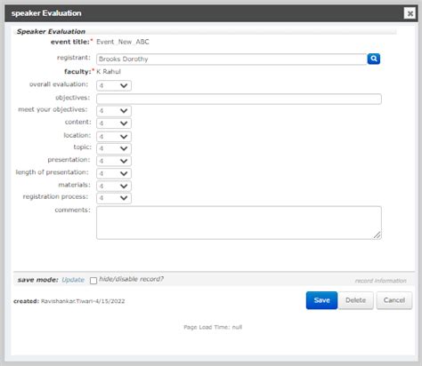 evaluation tab netforum support