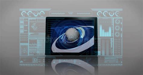 Futuristic Digital Interface With Rotating Globe And Data Charts Animation Stock Footage Video