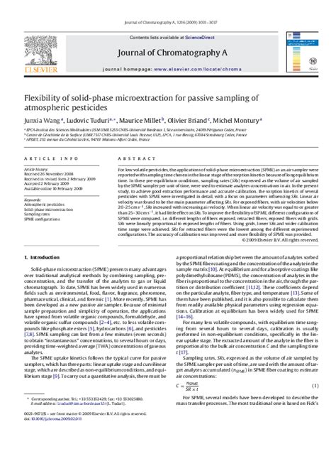 Pdf Flexibility Of Solid Phase Microextraction For Passive Sampling