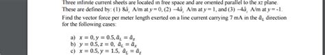 Solved Three Infinite Current Sheets Are Located In Free