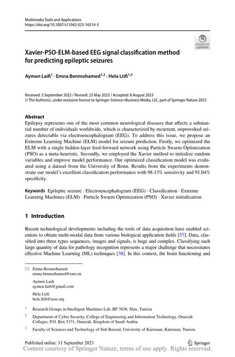 Xavier Pso Elm Based Eeg Signal Classification Method For Predicting Epileptic Seizures