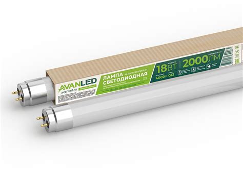 Светодиодная линейная лампа t8 / т8 g13 18вт 4000к 1200мм матовая ...