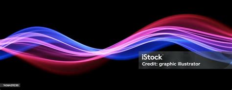 파란색과 빨간색 추상적 물결 매직 라인 디자인 흐름 곡선 모션 요소 네온 그라데이션 물결 모양의 조명 3차원 형태에 대한 스톡 벡터 아트 및 기타 이미지 Istock