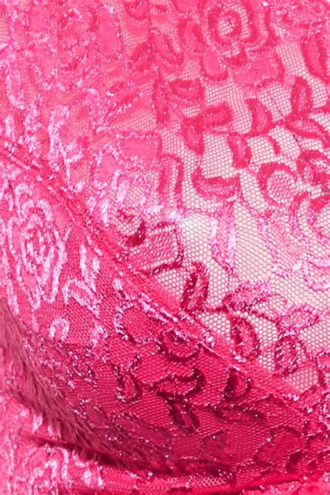 2 Pack Hot Pink And Navy Blue Lace Non Padded Non Wired Floral Bras